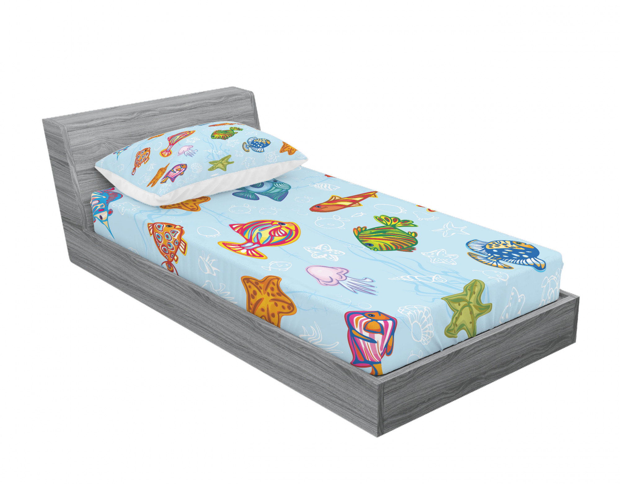 Ambesonne Types of Fish in Deep Sea Sheet Set | Wayfair
