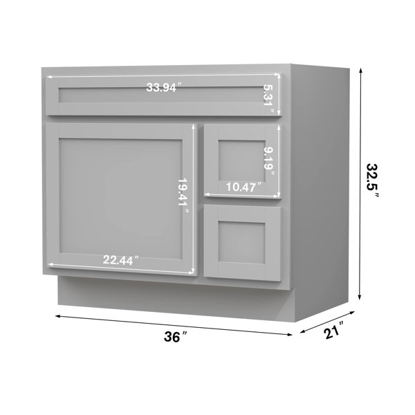 Vanity Art Hibbitts 36" Single Bathroom Vanity Base Only & Reviews ...
