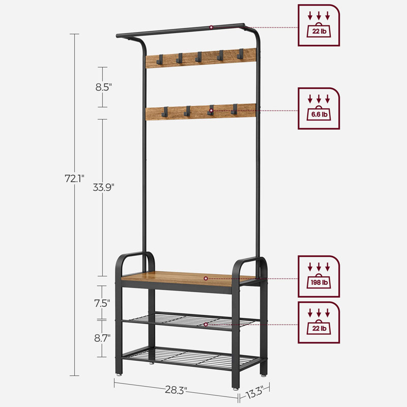 17 Stories Shino Steel Freestanding 9 - Hook Coat Rack & Reviews | Wayfair