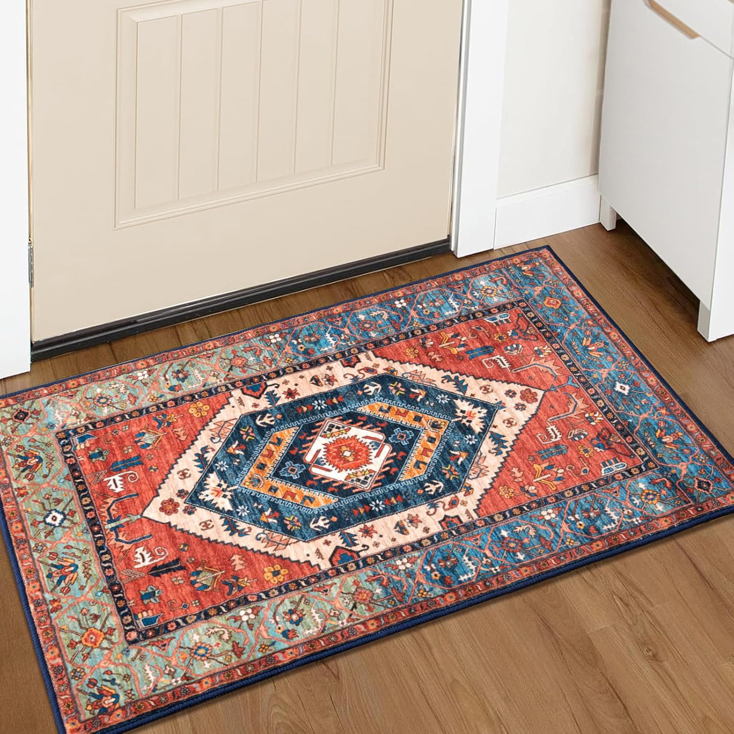 George Oliver Boho Rugs For Entryway, 2X3 Rust Entryway Rug Non-Slip ...
