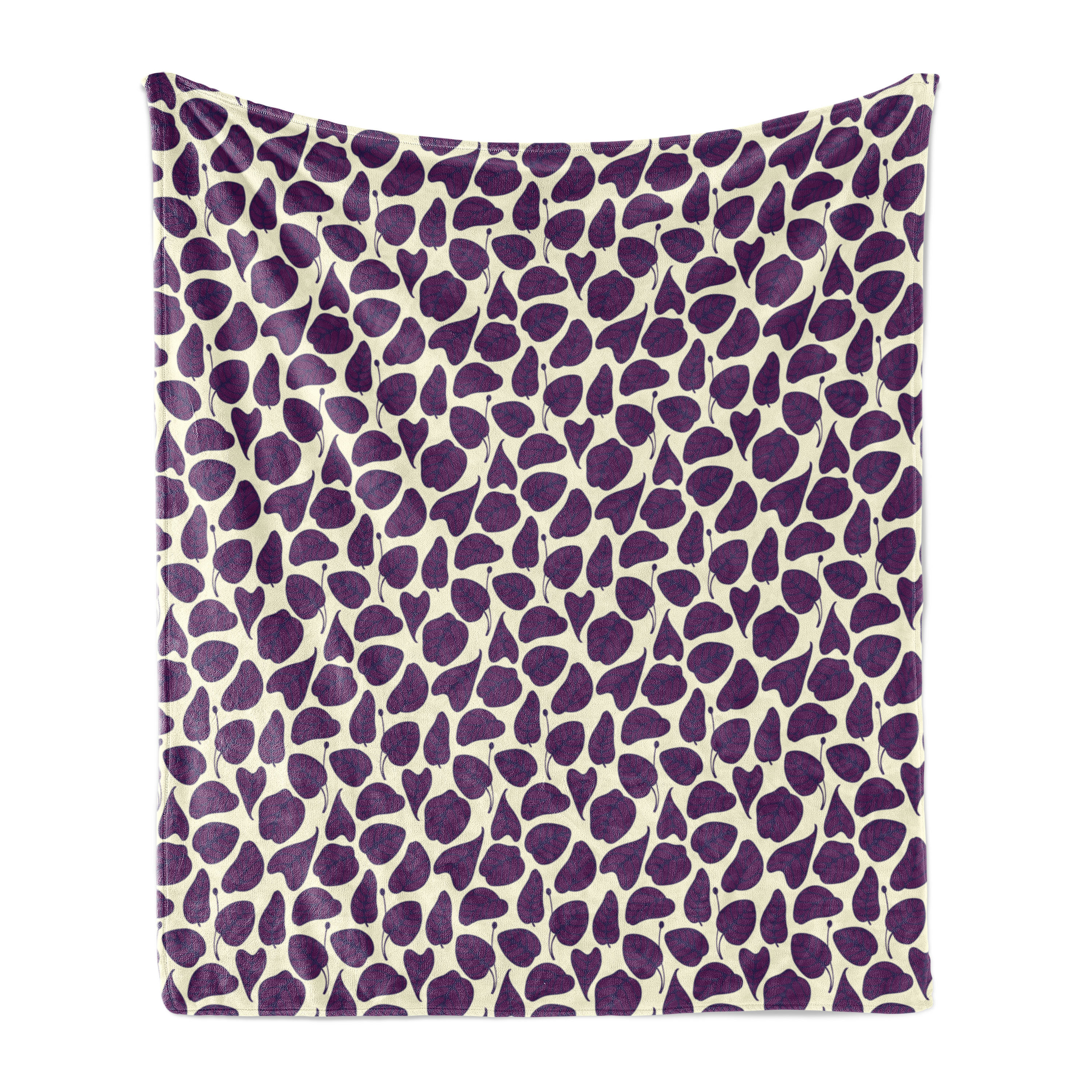 Ambesonne Nature Fleece Throw Blanket Dark Purple Leaves Pattern | Wayfair