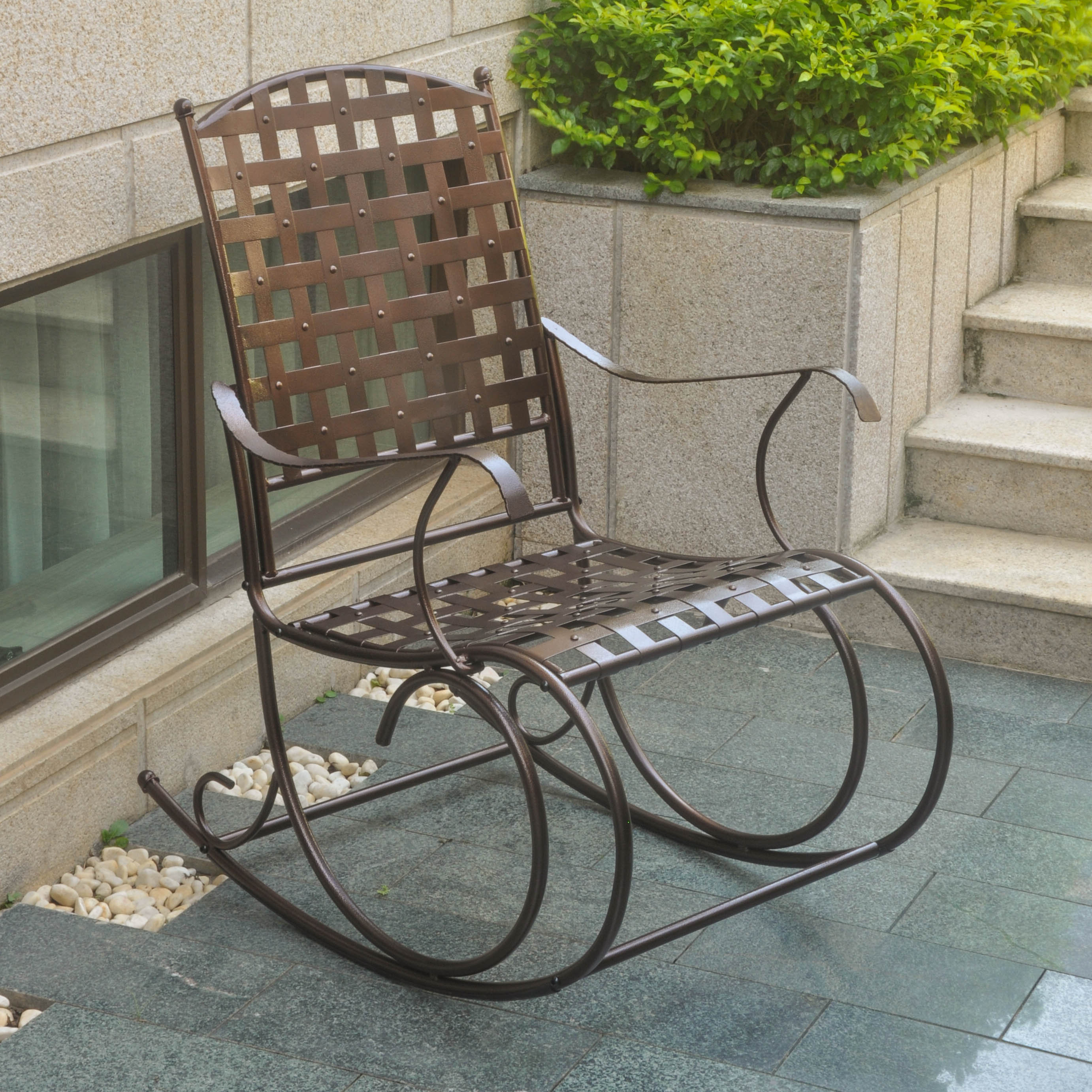Lark Manor Arifa Powder Coated Steel Outdoor Rocker Chair & Reviews ...