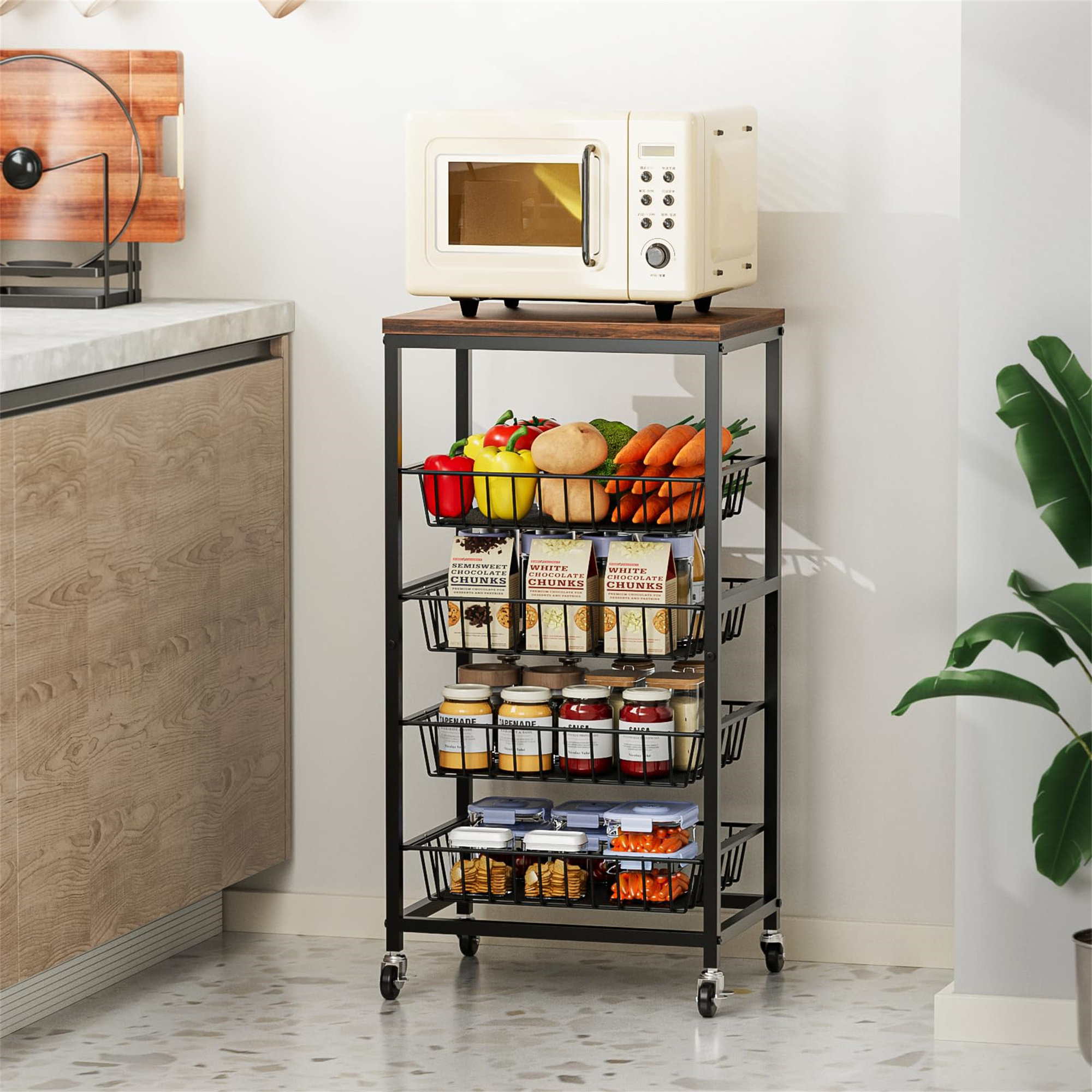 Belfry Kitchen Kitchen Storage Trolley, Slim Kitchen Cart On Wheels ...