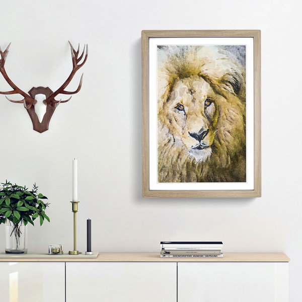 East Urban Home The Face of a Lion - Picture Frame Painting Print ...