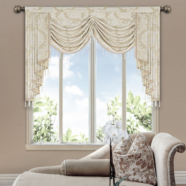 TOPLUXE Damask Window Valance in Beige | Wayfair