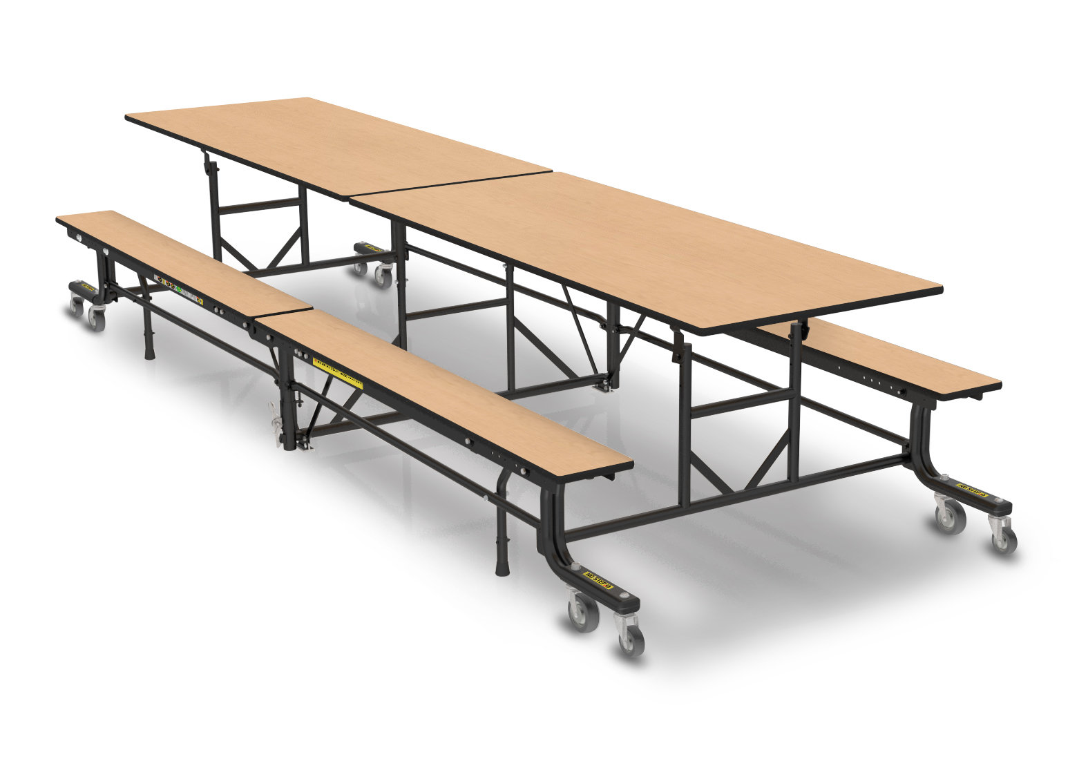 Palmer Hamilton 145'' Rectangle Bench Cafeteria Table with Metal Frame ...