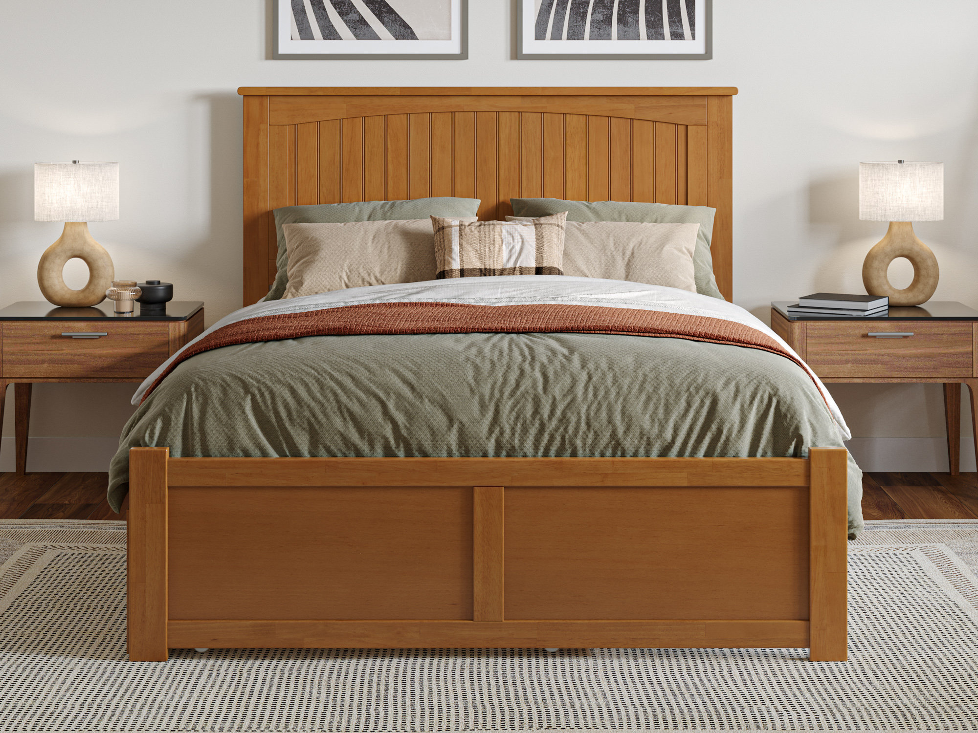 AFI Furnishings Nantucket Full Solid Wood Platform Bed with Footboard ...