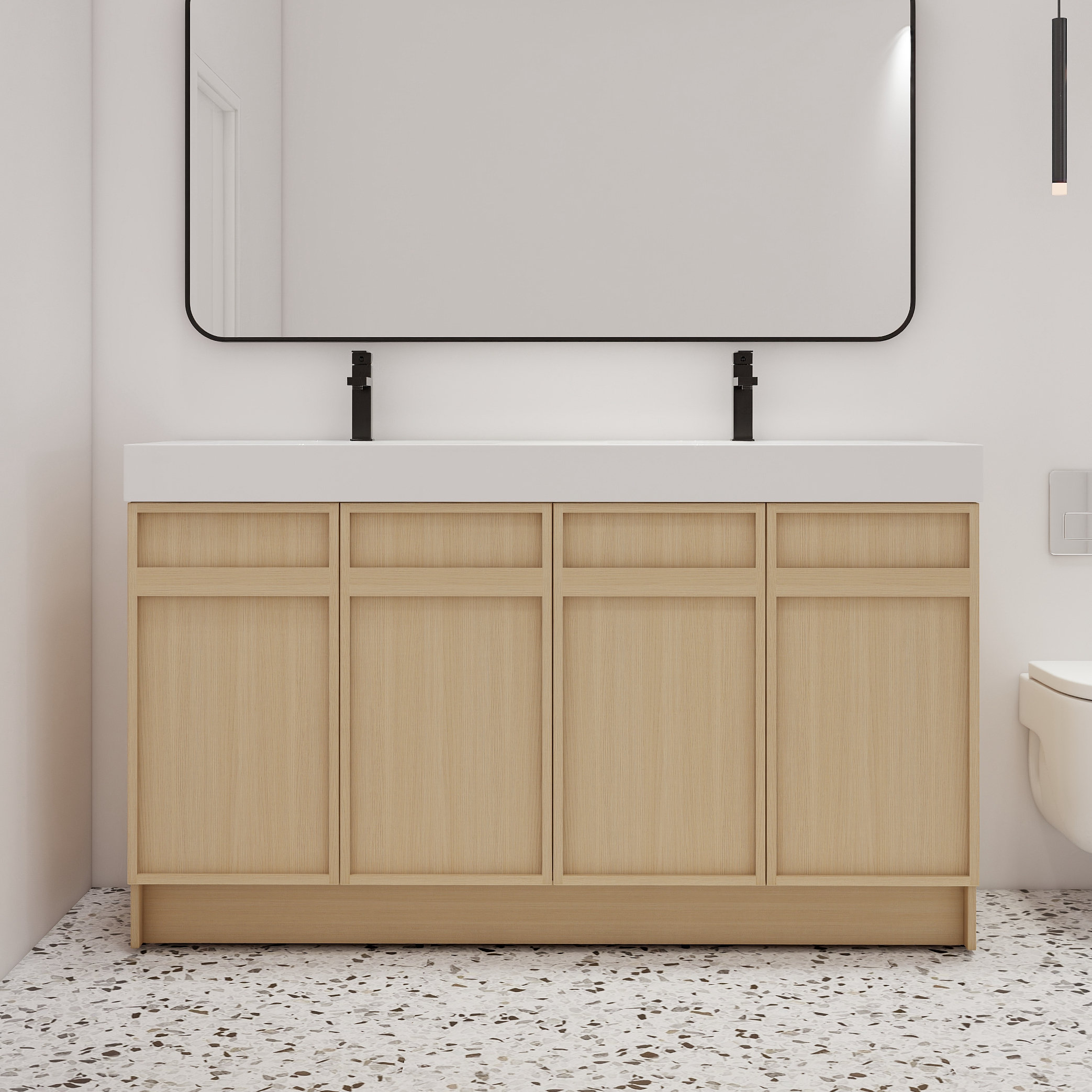Latitude Run® 60'' Free standing Double Bathroom Vanity With Resin ...