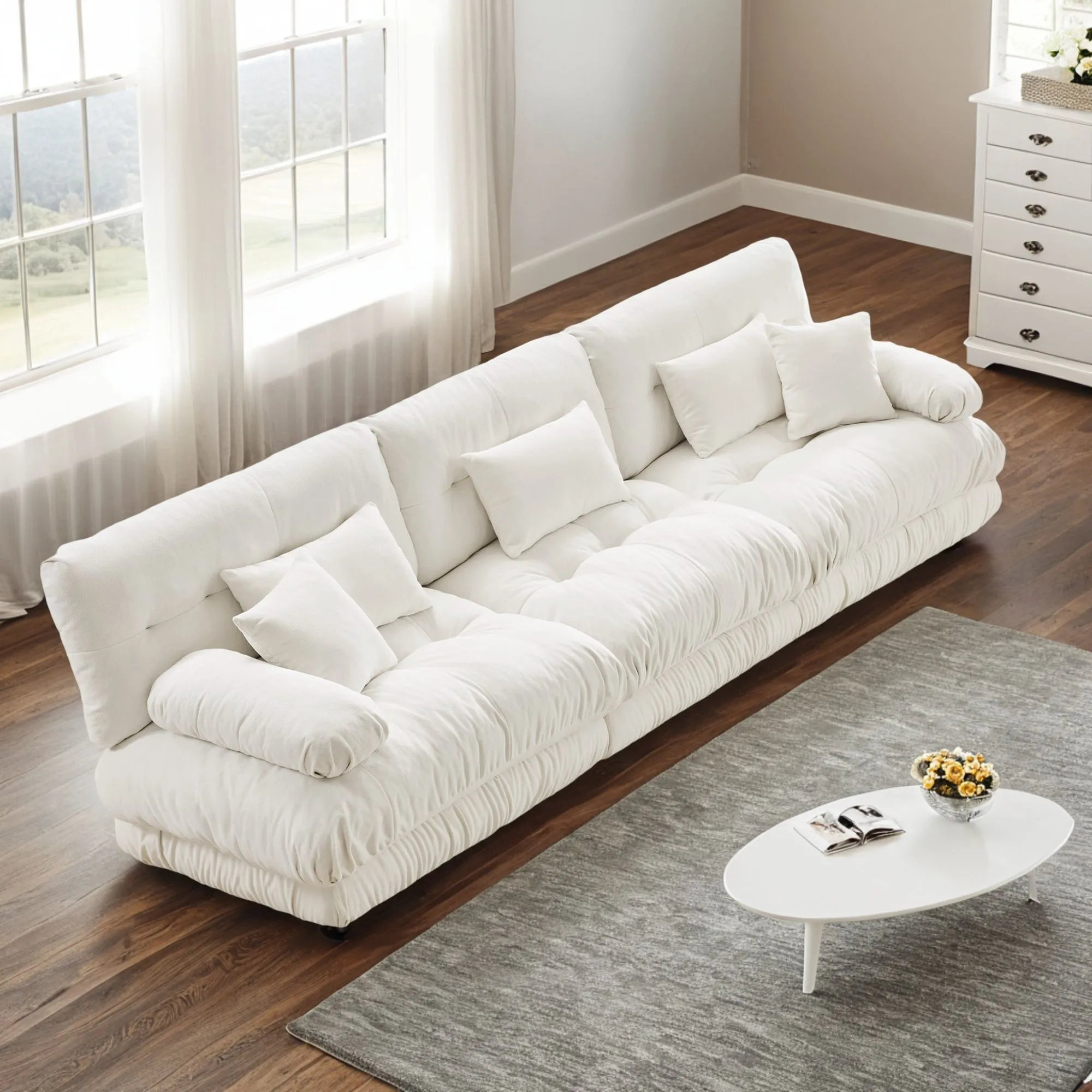 Brayden Studio® Modern Sofa 96.06 Inch Large Teddy Plush Sofa For And ...