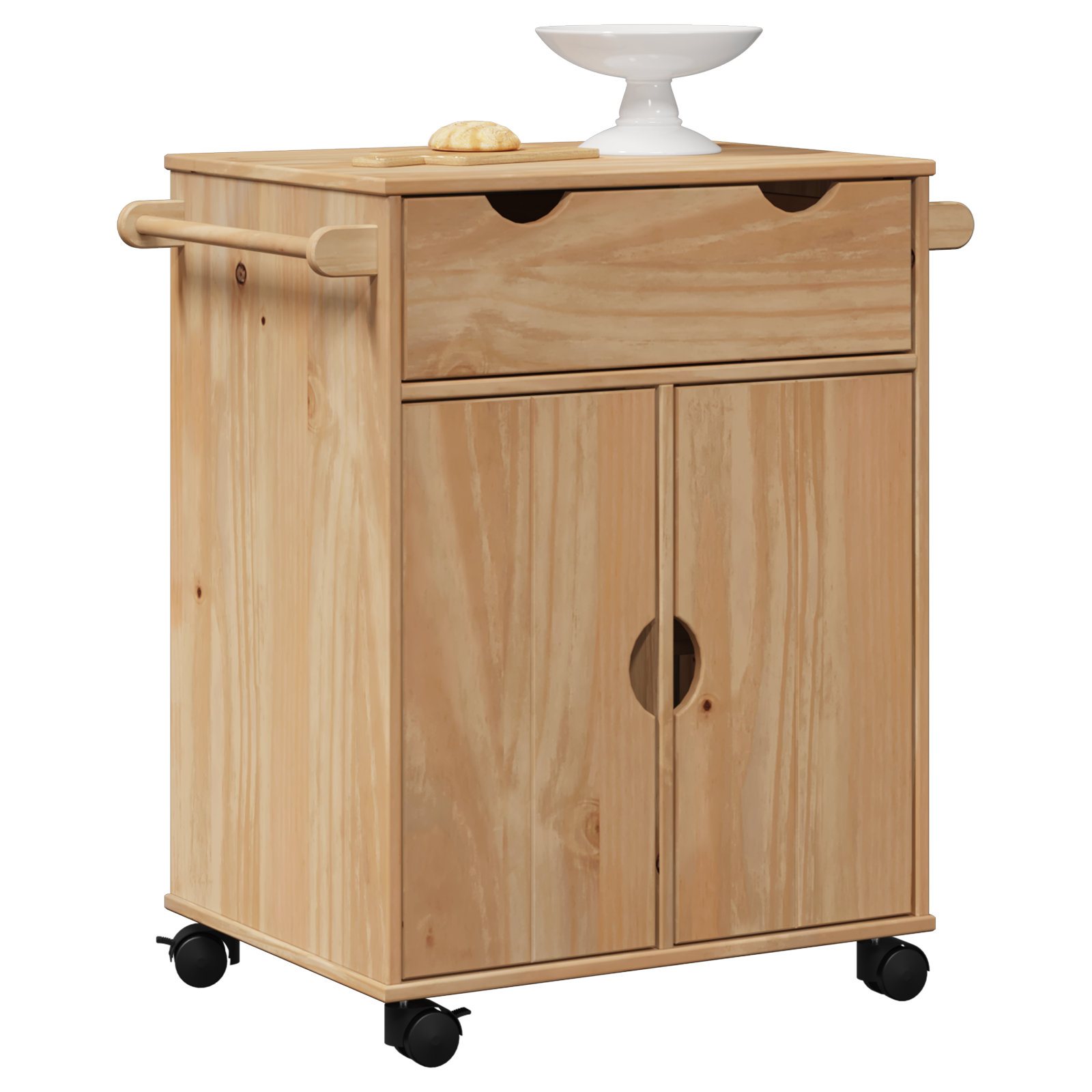 vidaXL Kitchen Trolley "OTTA" 23.2x17.7x31.5" Solid Wood Pine | Wayfair