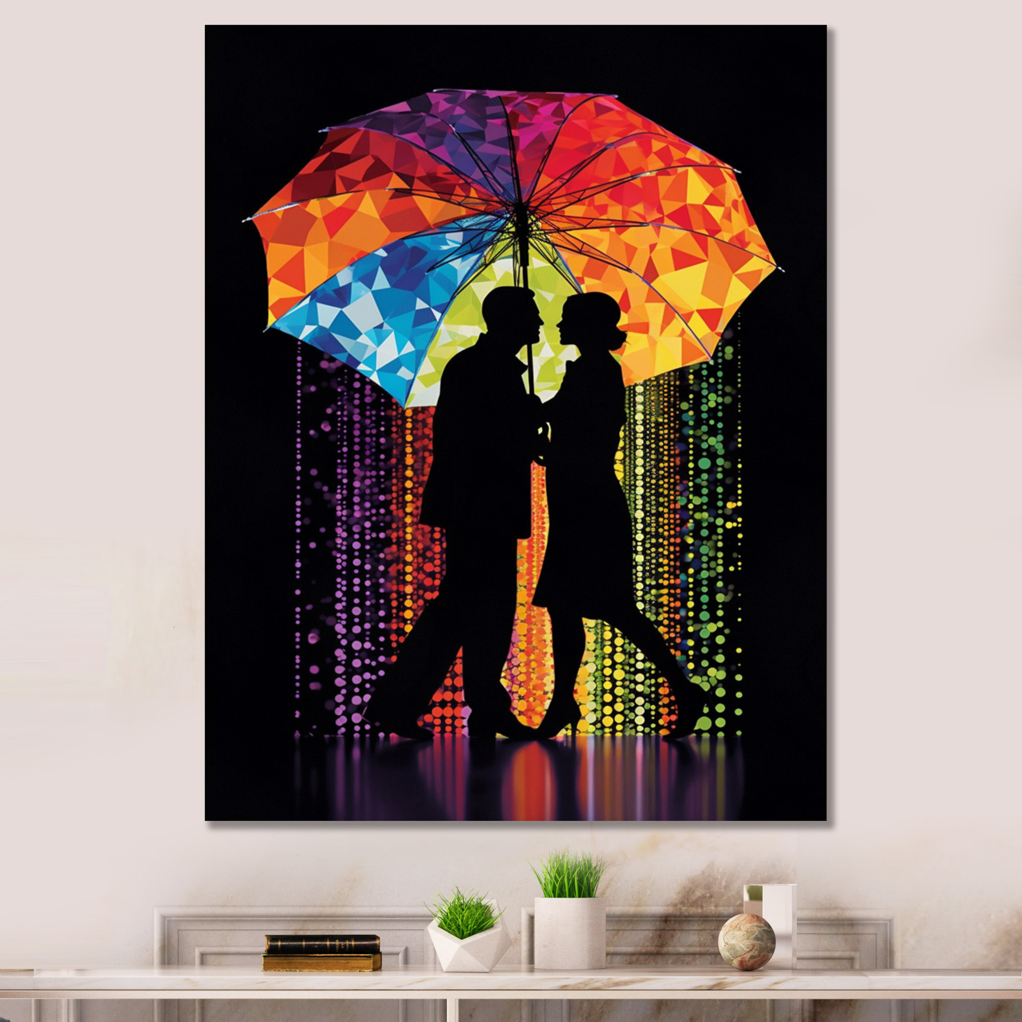 Winston Porter Artful Romance Couple Under Rain On Canvas Print ...
