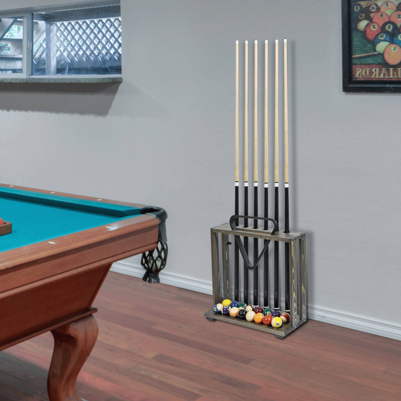MyGift Solid Wood Freestanding Pool Cue Rack & Reviews | Wayfair