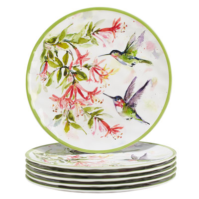 Certified International Hummingbirds Melamine Set of 6 Dinner Plate 11 ...
