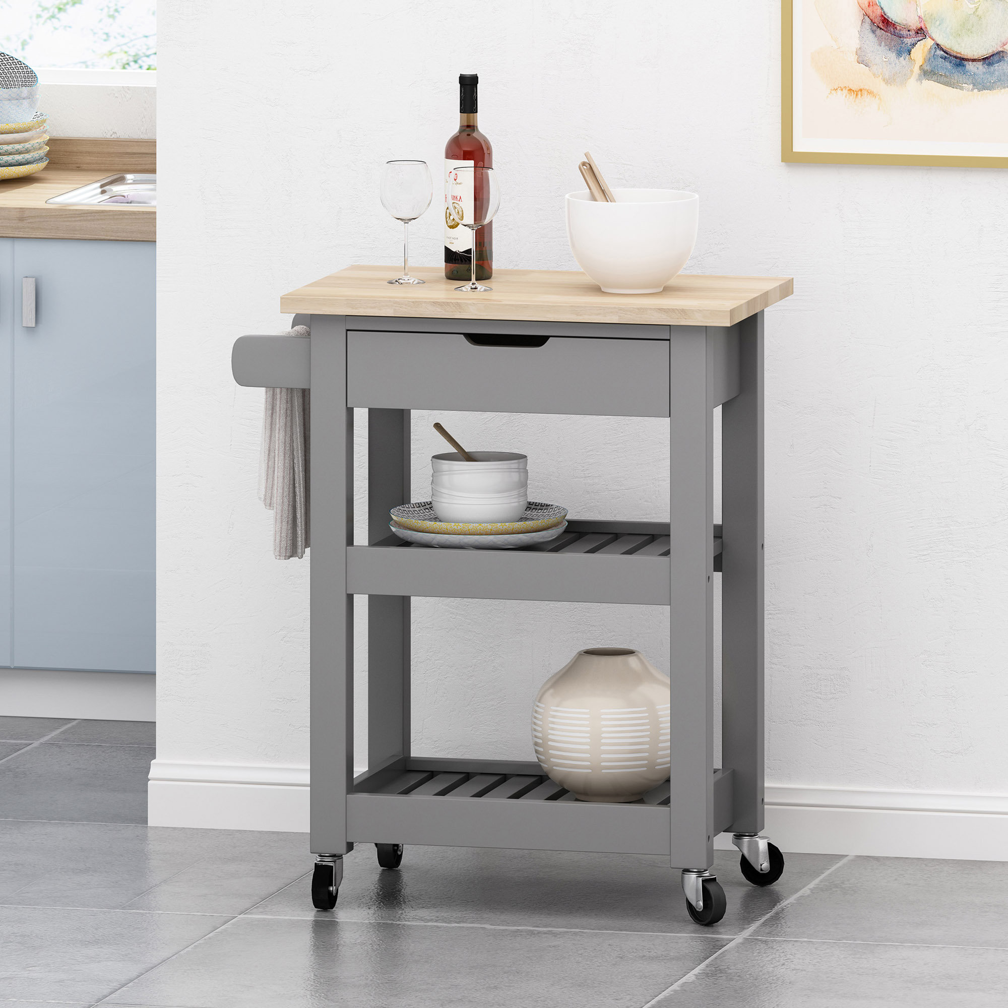 Winston Porter Modern Kitchen Cart For Living Room Dining Room | Wayfair