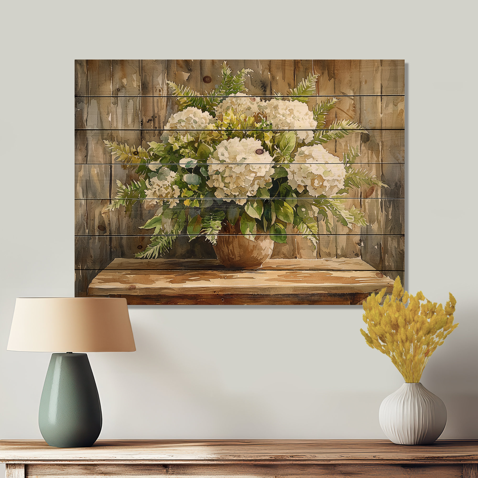 Ophelia & Co. Barnyard Beauty Bouquet Of Hydrangea II - Hydrangea Wood ...
