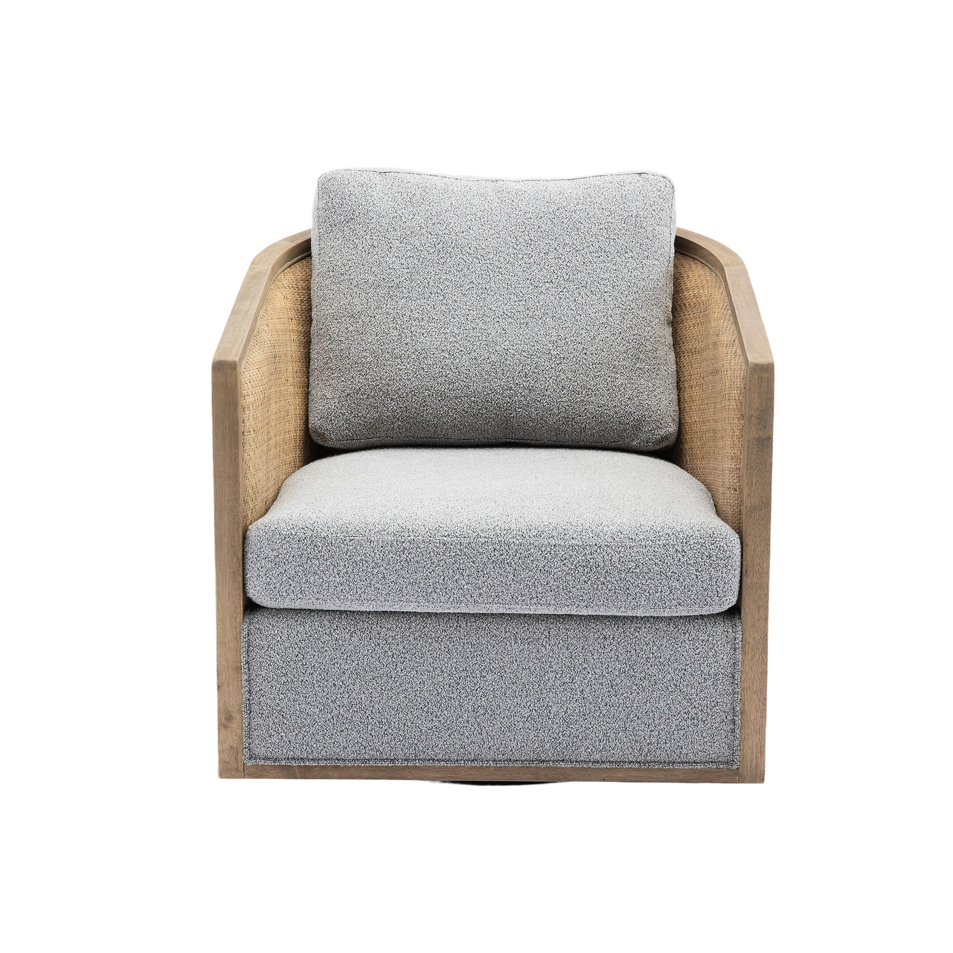 Bayou Breeze 360 Degree Swivel Chair In Gray Boucle Fabric, Comfy For ...