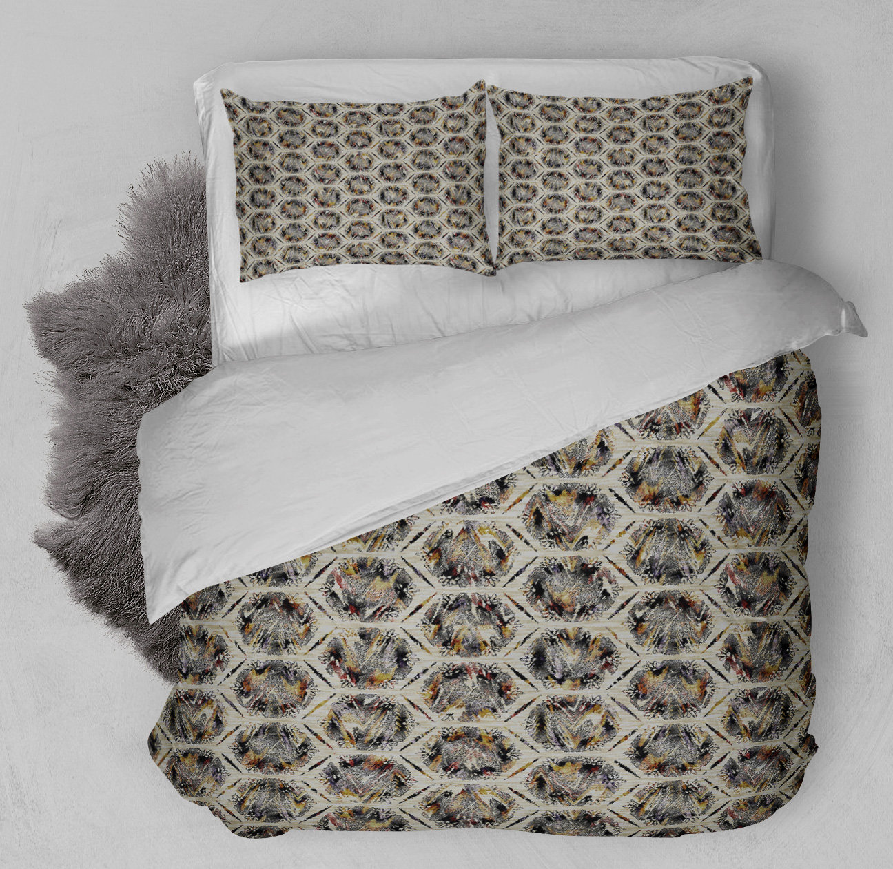 HeartBeat Studios Beige/Brown/Black Microfiber Comforter Set | Wayfair
