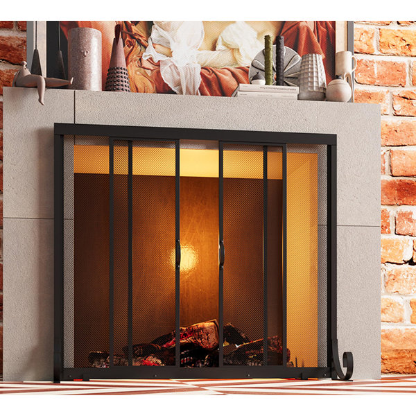 Red Barrel Studio® Fireplace Screen, Wrought Iron Mesh, Baby Safe Spark ...