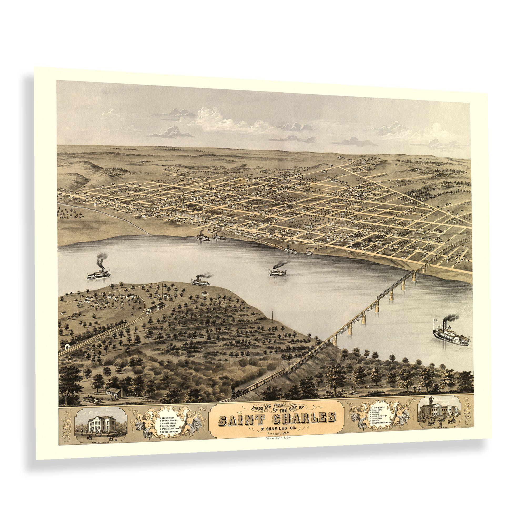 Winston Porter " 1869 Saint Charles Missouri Map Poster Wall Art " on ...