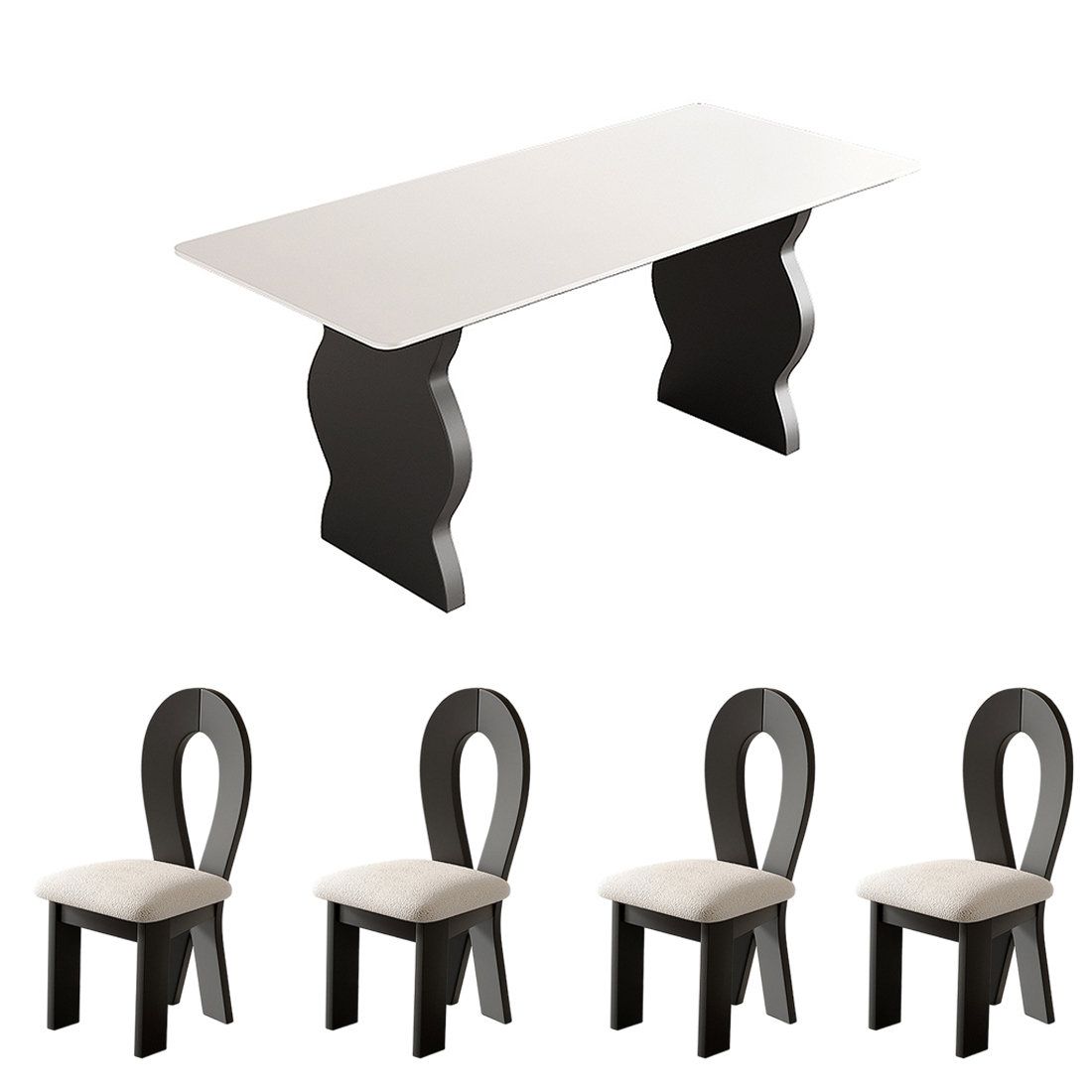 Dining Elegance Modern Simple Rock Plate Dining Table And Chair 31.50 W ...