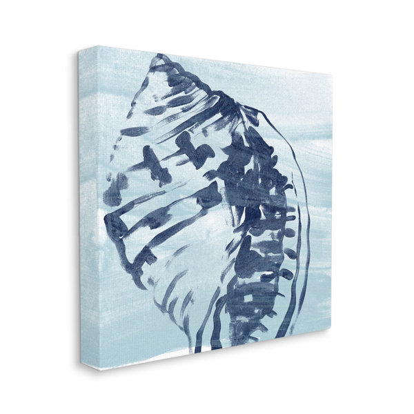 Stupell Industries Aquatic Blue Seashell Motif On Canvas by June Erica ...