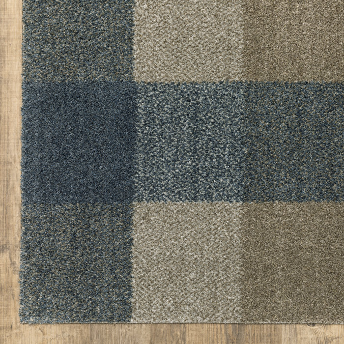 Wade Logan® Amanvir Performance Teal Blue/Grey/Tan Rug & Reviews | Wayfair