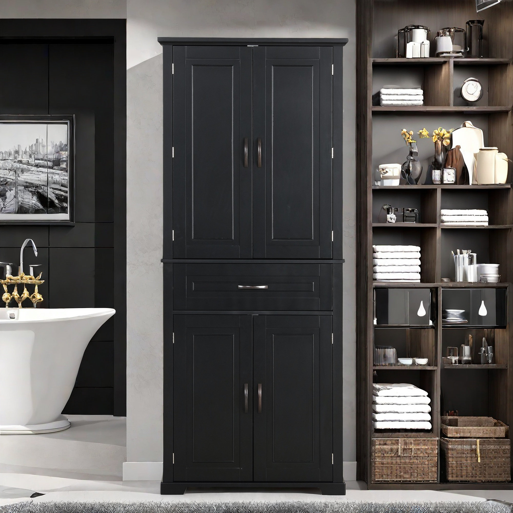 Red Barrel Studio Bathroom Storage With 4 Doors, 1 Drawer, One ...