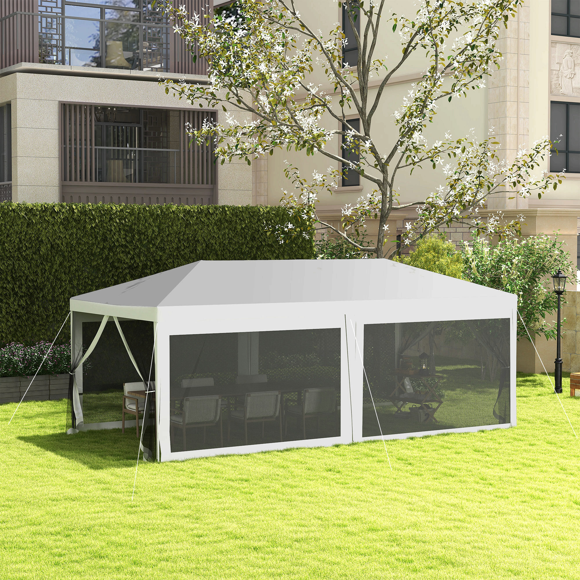 DAPPER DOODLES INC Outsunny Party Tent, Outdoor Wedding Canopy & Gazebo ...