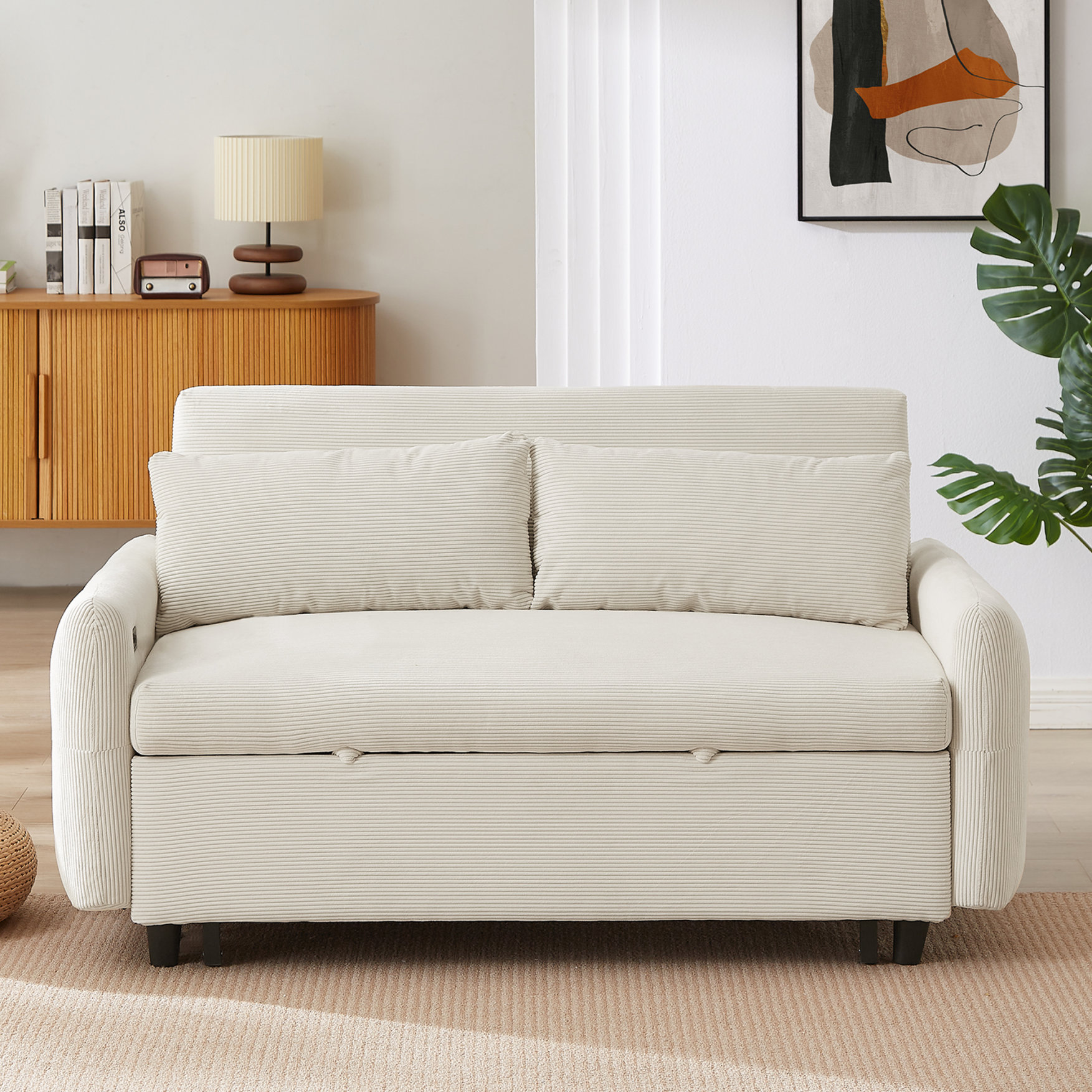 Mercer41 Aikens 57.5" Pull-Out Sofa Bed with Adjustable Backrest ...