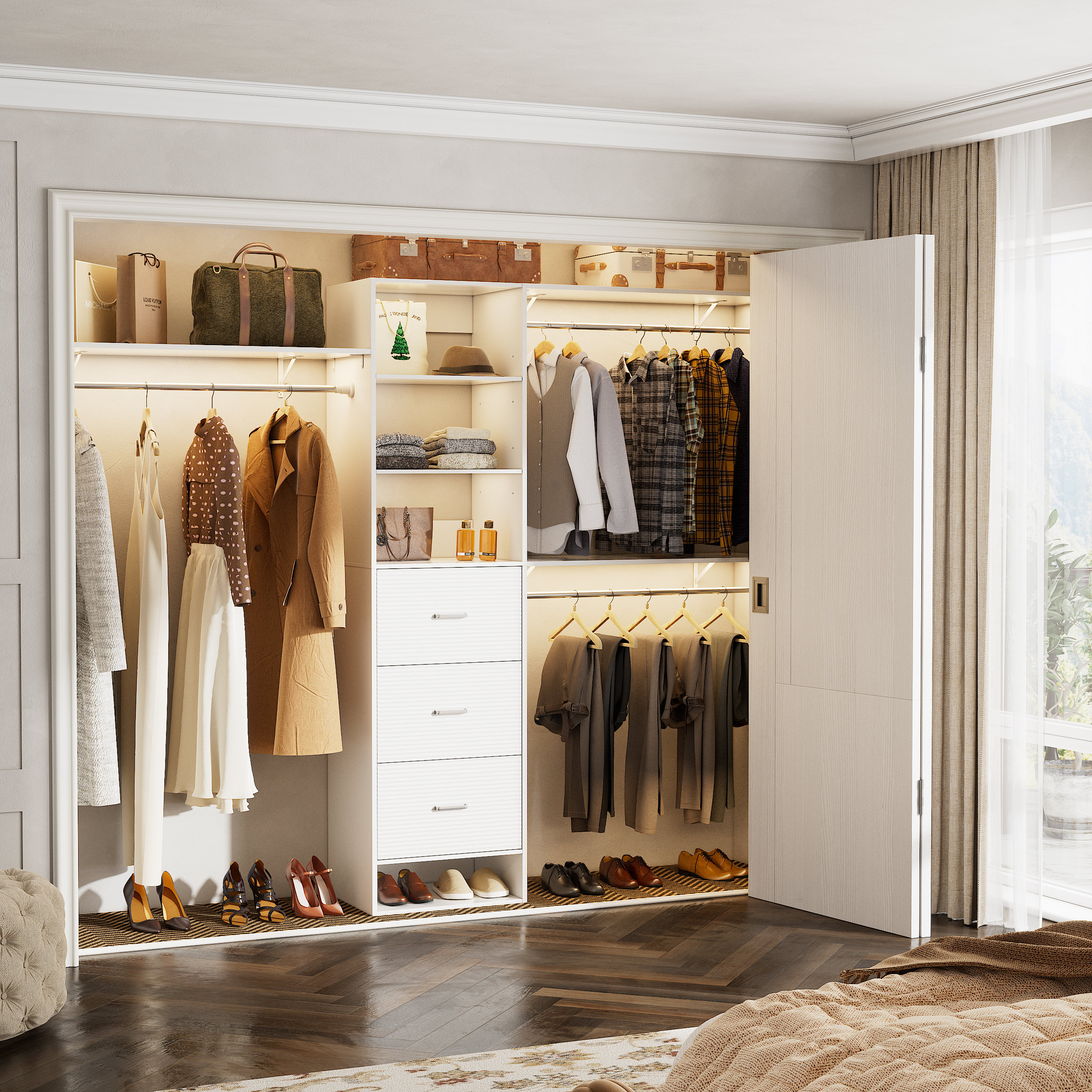 Latitude Run® Shalonna 58'' - 96'' Closet System - Wayfair Canada