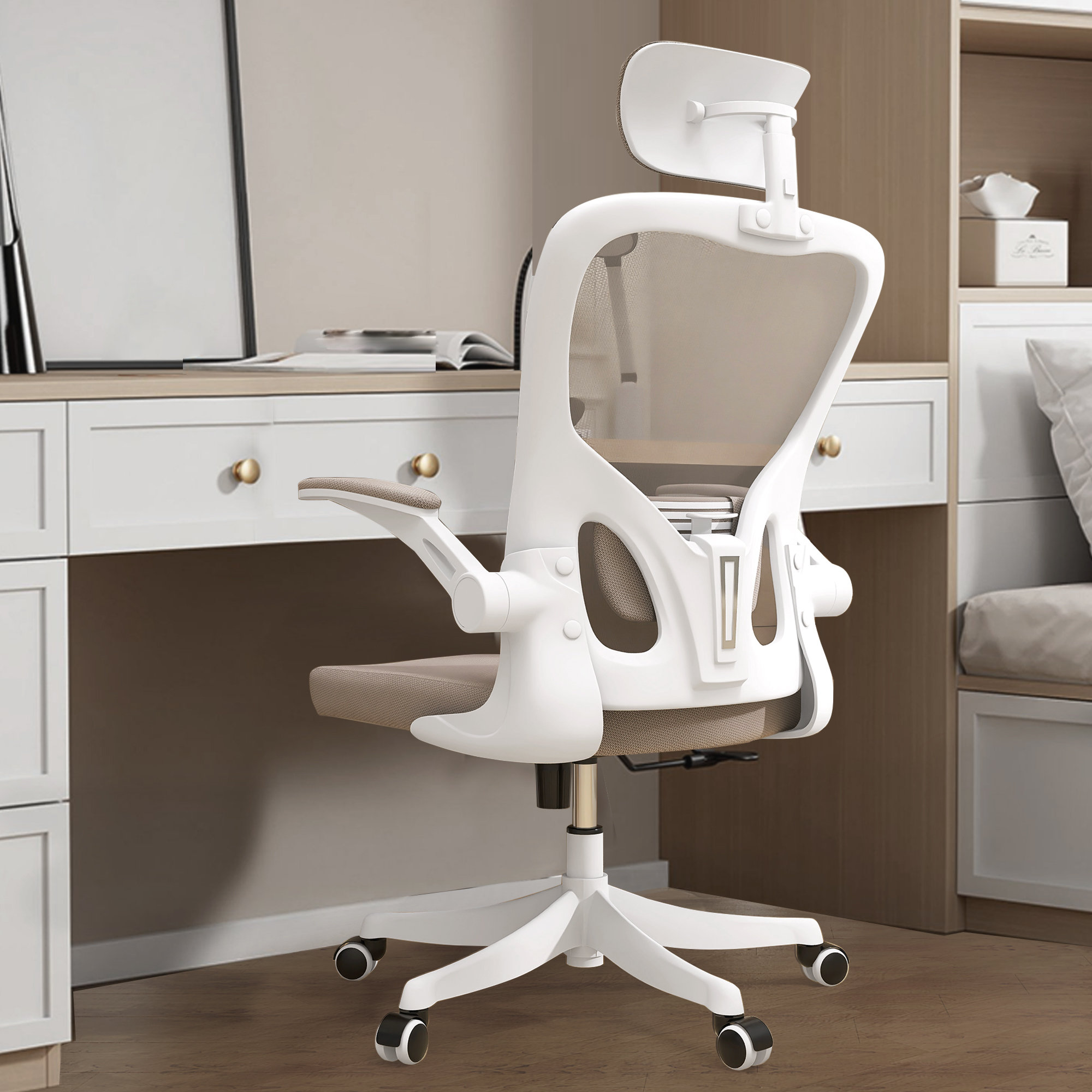 Inbox Zero Misheel Ergonomic Office Chair, Home Office Desk Chairs with ...