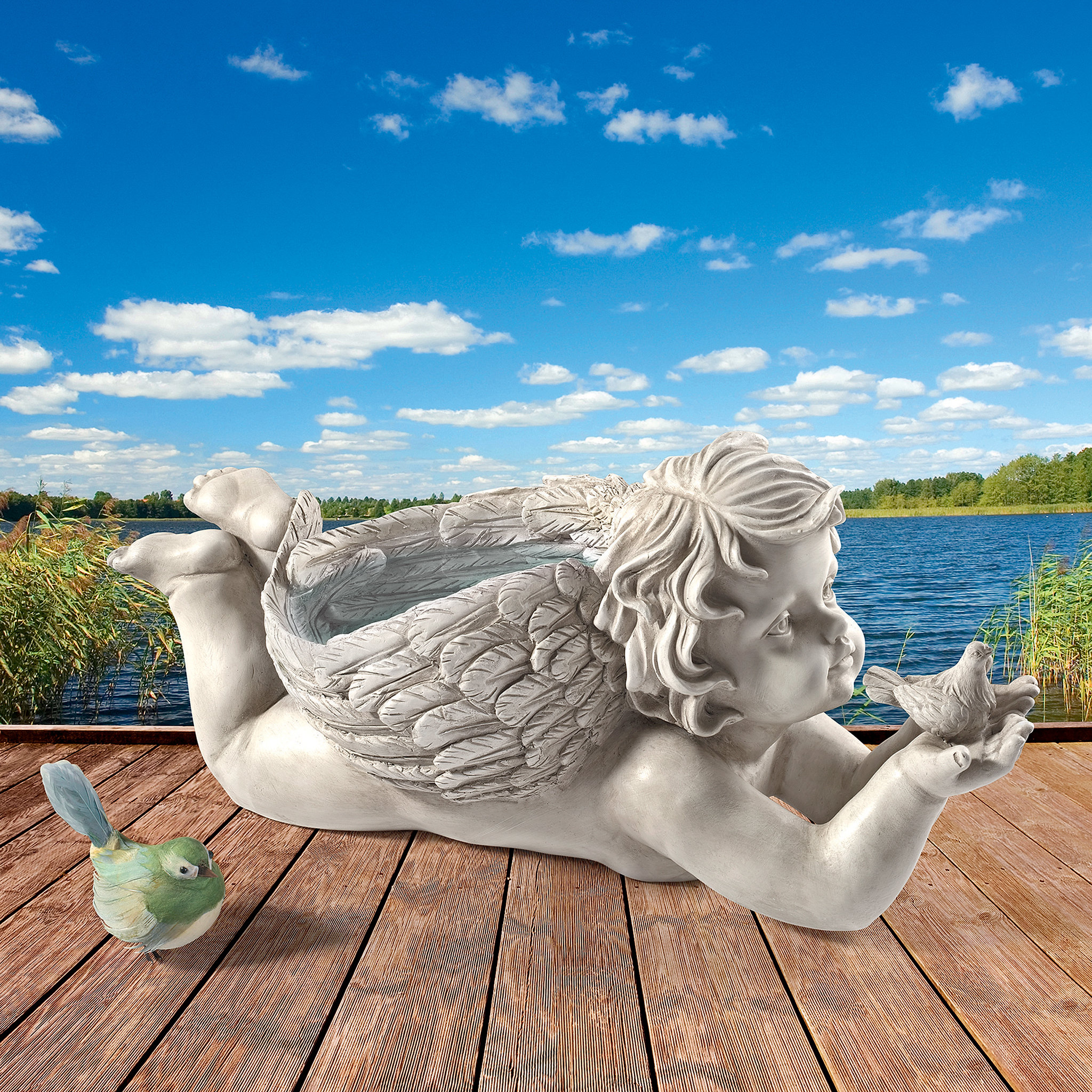 Design Toscano Cheeky Cherubs God's Messenger with Bird Angel Statue ...
