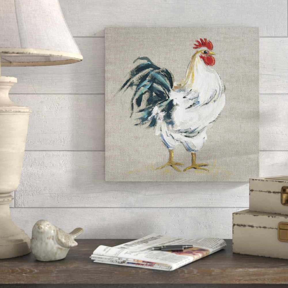 August Grove® " Linen Rooster I " on & Reviews | Wayfair