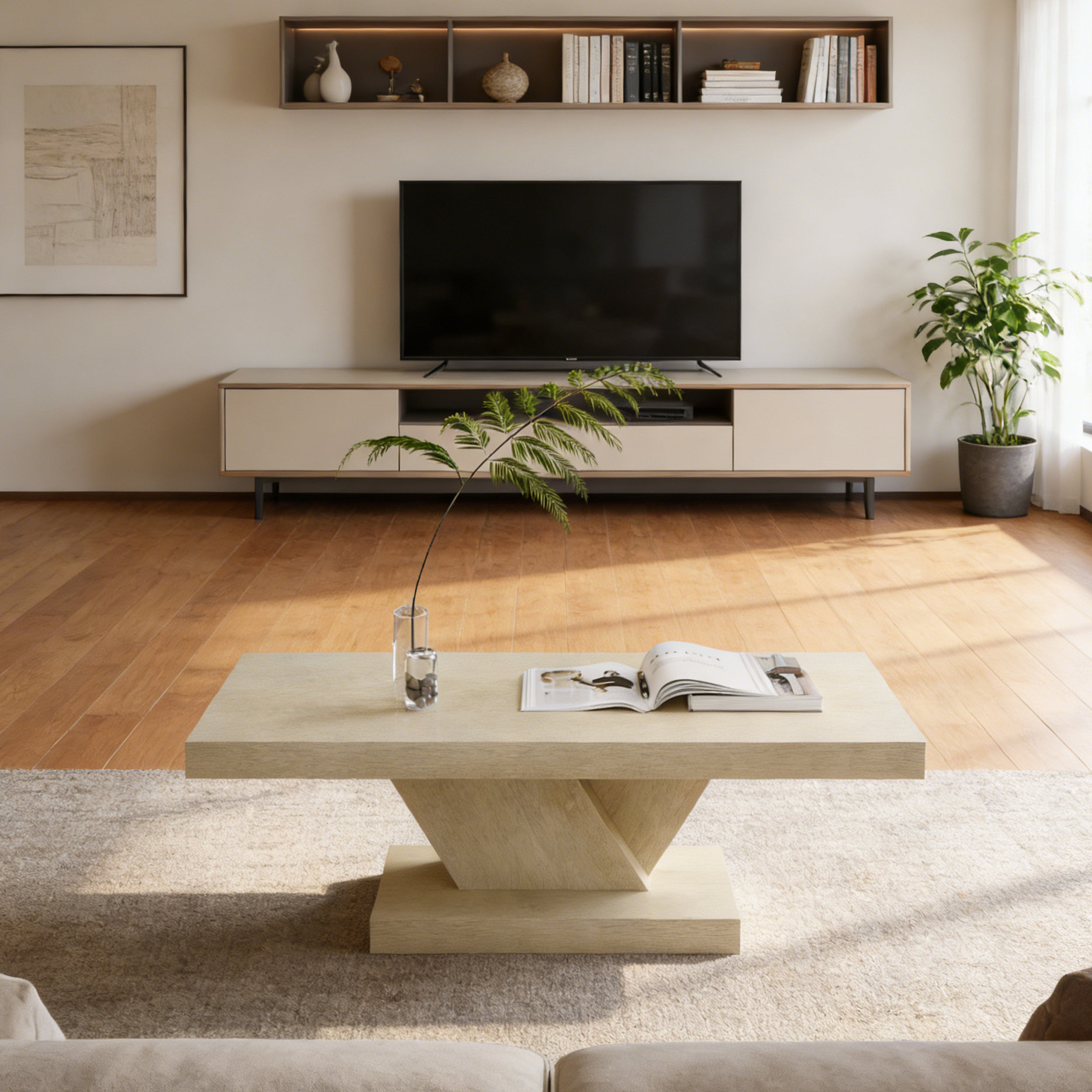Wrought Studio 47" Modern Cross Leg Coffee Table, Sturdy X-Shape Design ...