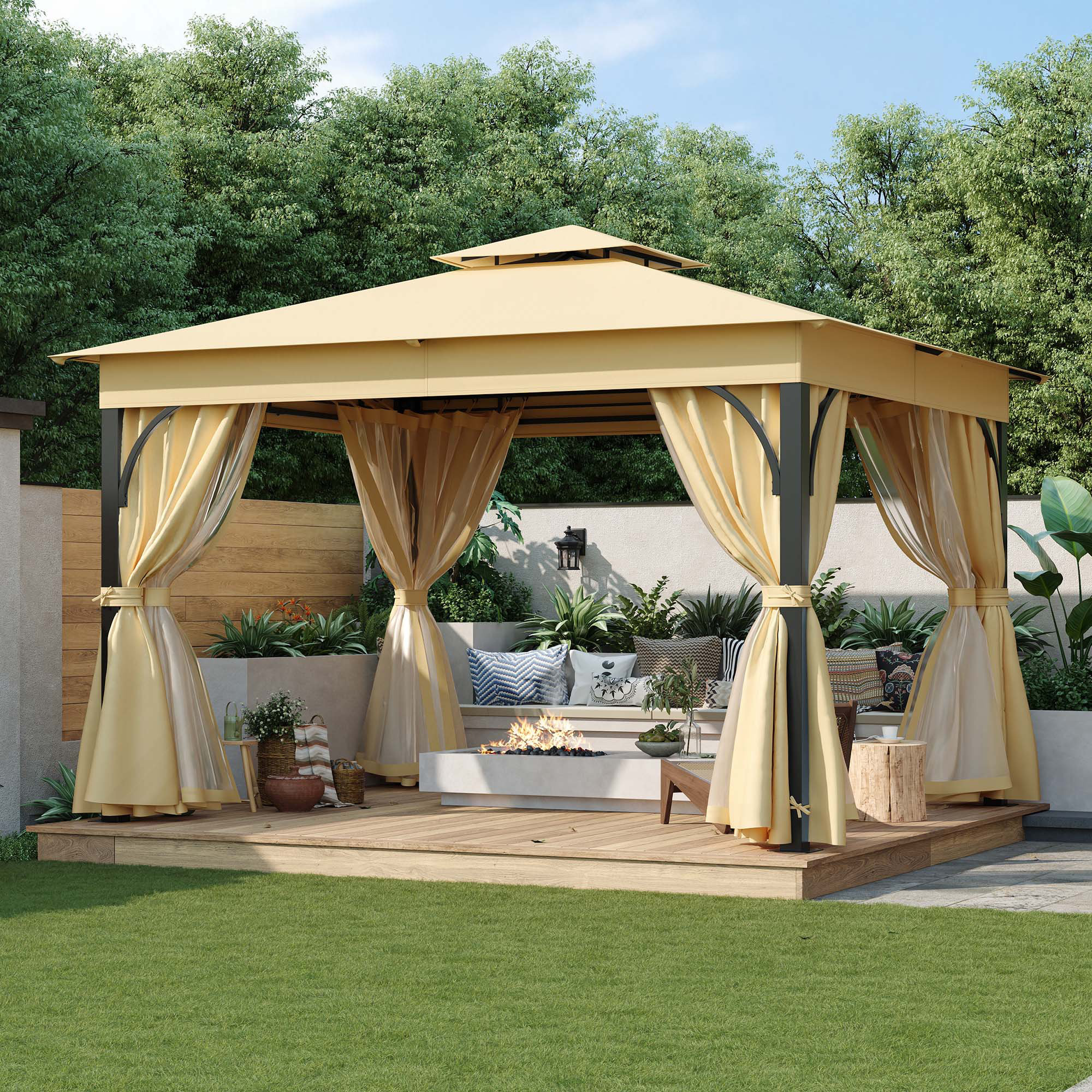 smashgroup 10x12 Outdoor Gazebo Tent with Double Roofs, Patio Gazebo ...