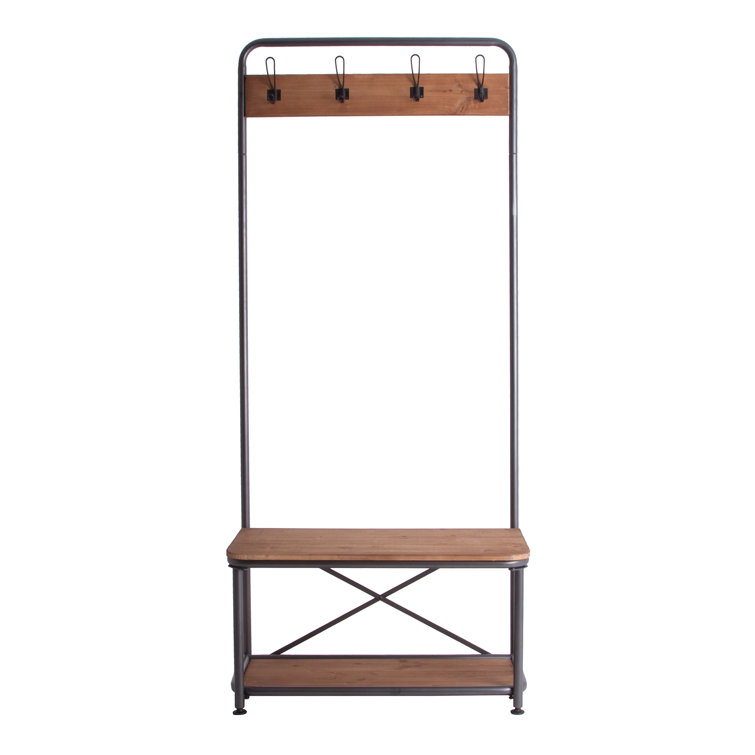 Williston Forge Ponston Hall Tree 80cm Wide with Bench and Shoe Storage ...