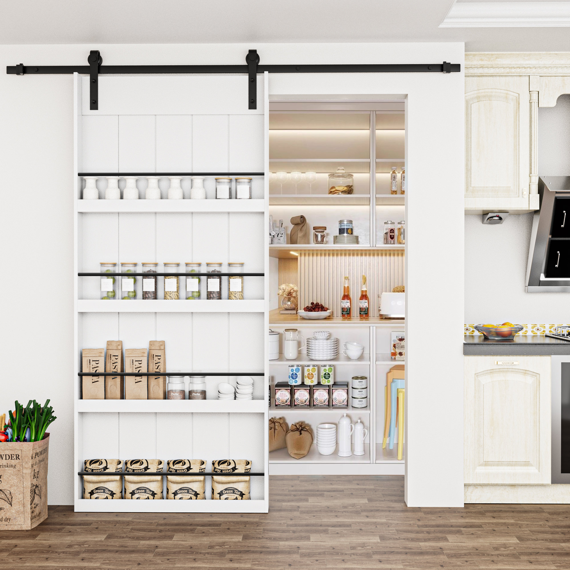 Win Stellar 84'' Solid + Manufactured Wood "Bookshelf Style" Sliding ...