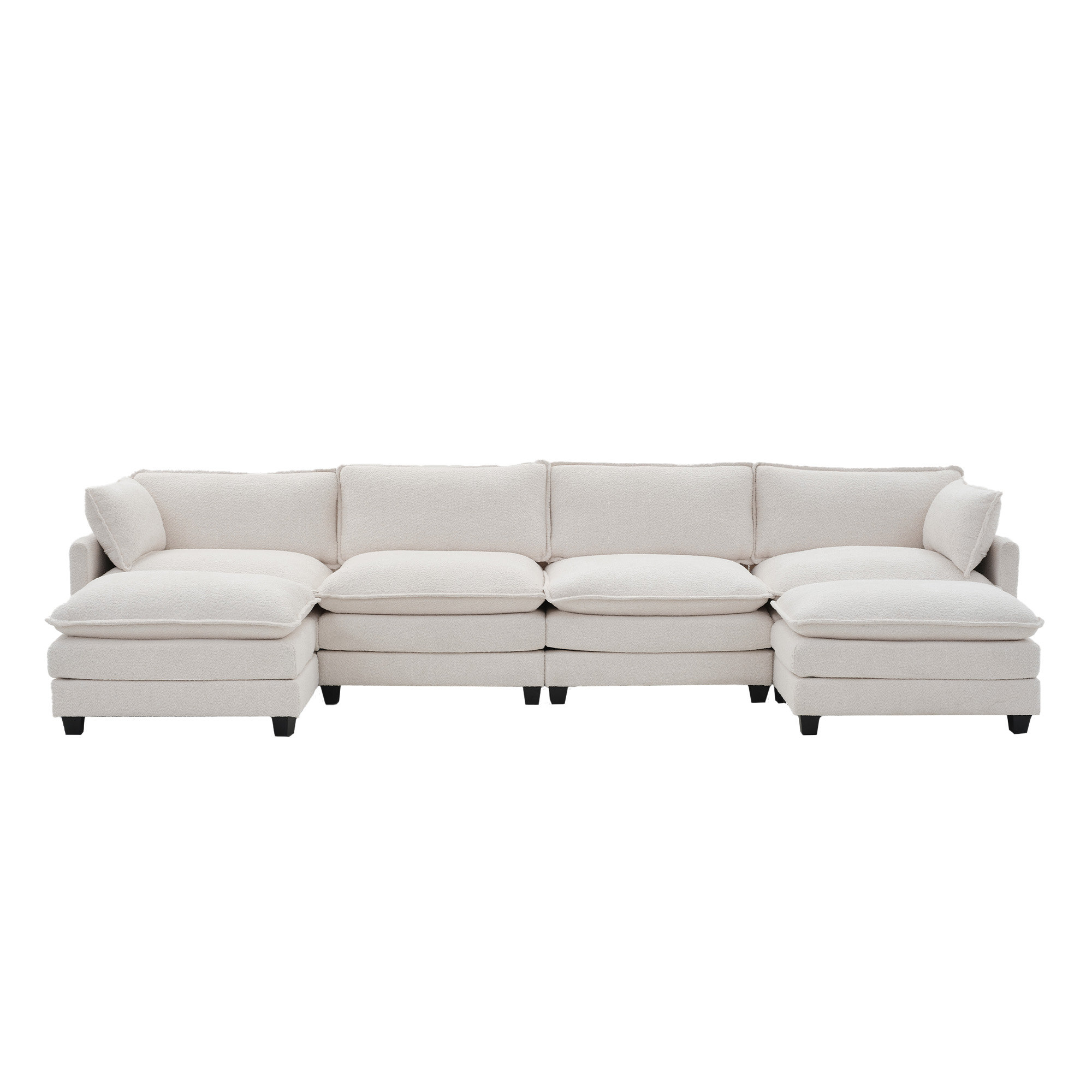 Ebern Designs Redenius U-shape Boucle Upholstered Sectional Sofa With ...
