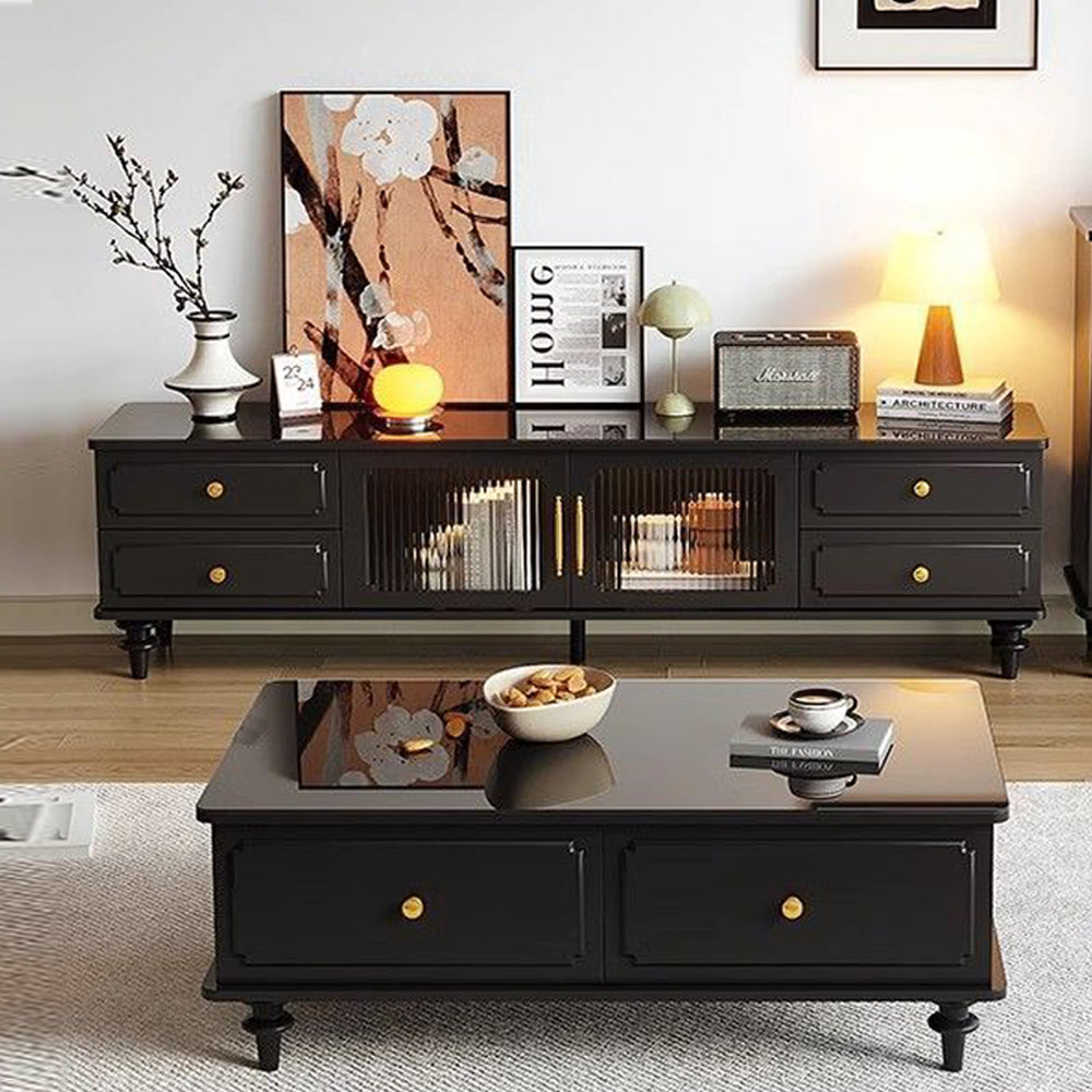 Canora Grey American retro storage coffee table TV stand sets | Wayfair