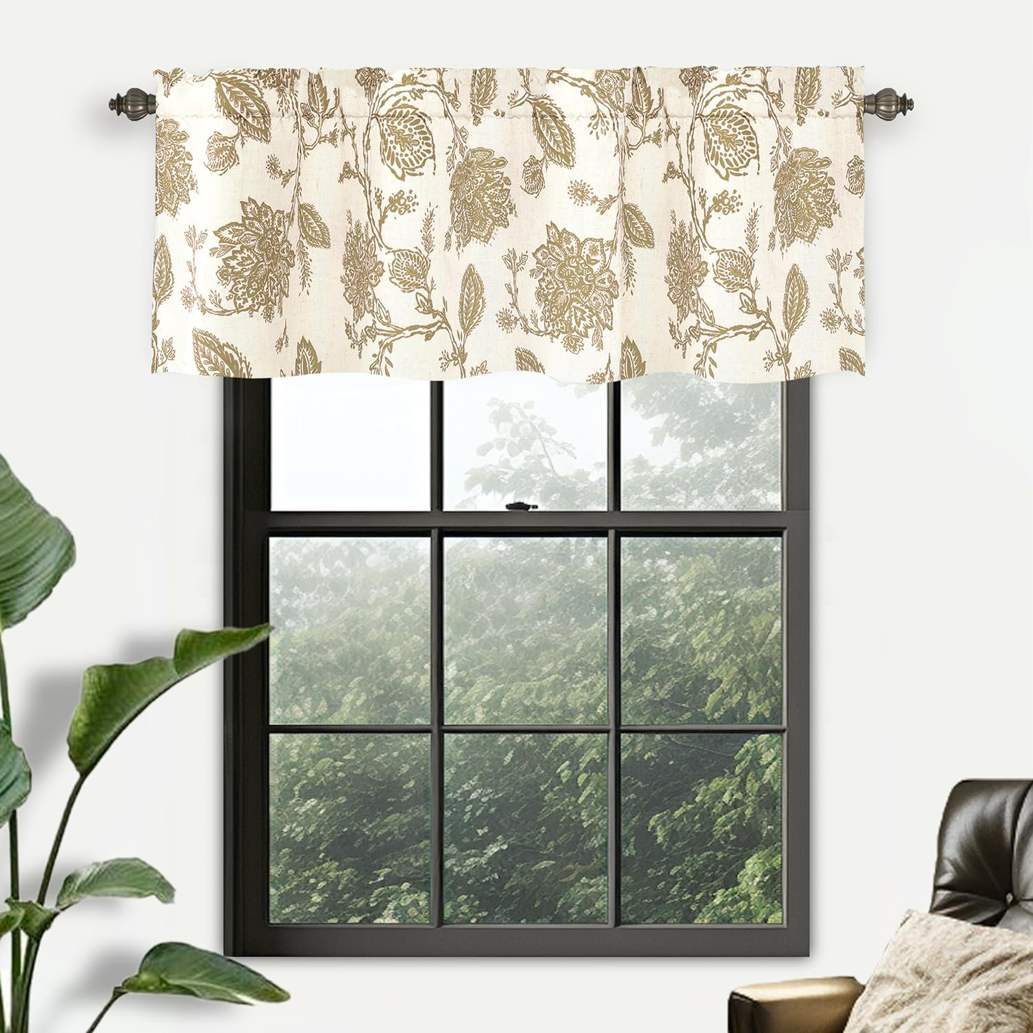 Andover Mills™ Jasinski Floral Linen Blend Lined Kitchen Valance ...