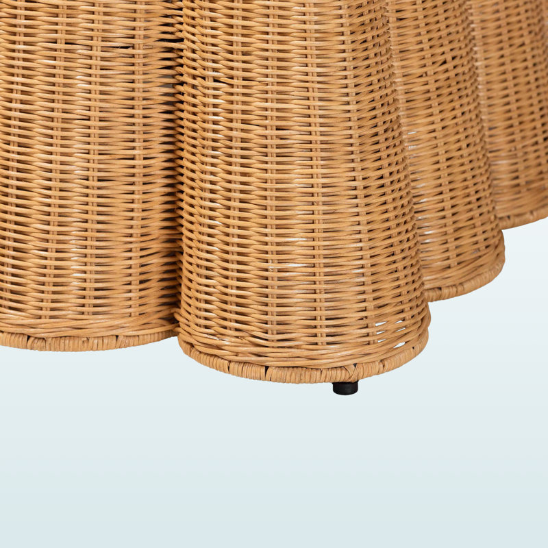 Bay Isle Home™ Alps Natural Honey Scallop Rattan Ottoman | Wayfair