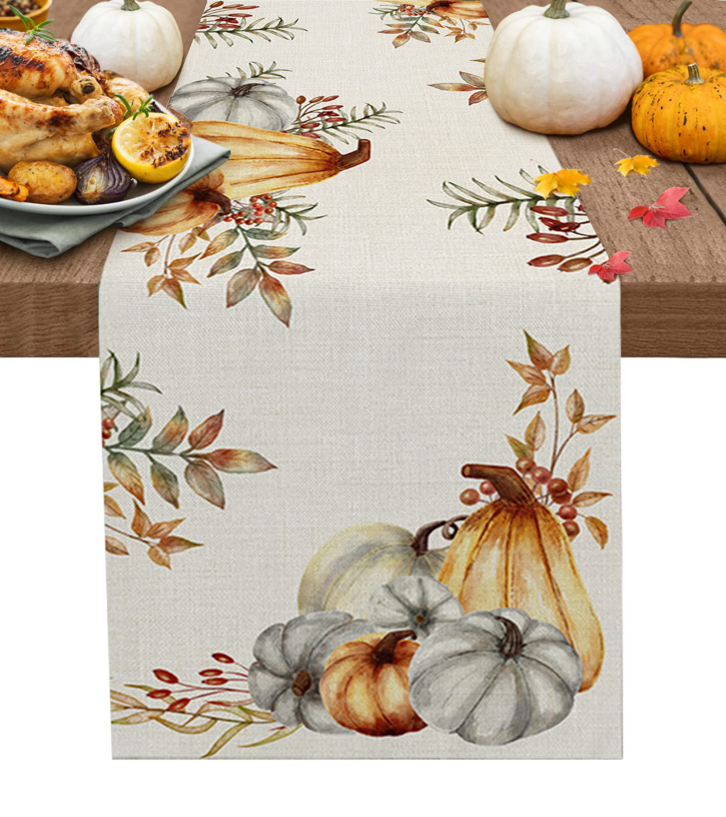 The Holiday Aisle® Thanksgiving Fall Table Runner 108 Inches Long ...