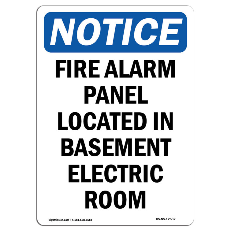 SignMission OSHA Notice - Fire Alarm Panel Located In Basement Sign ...