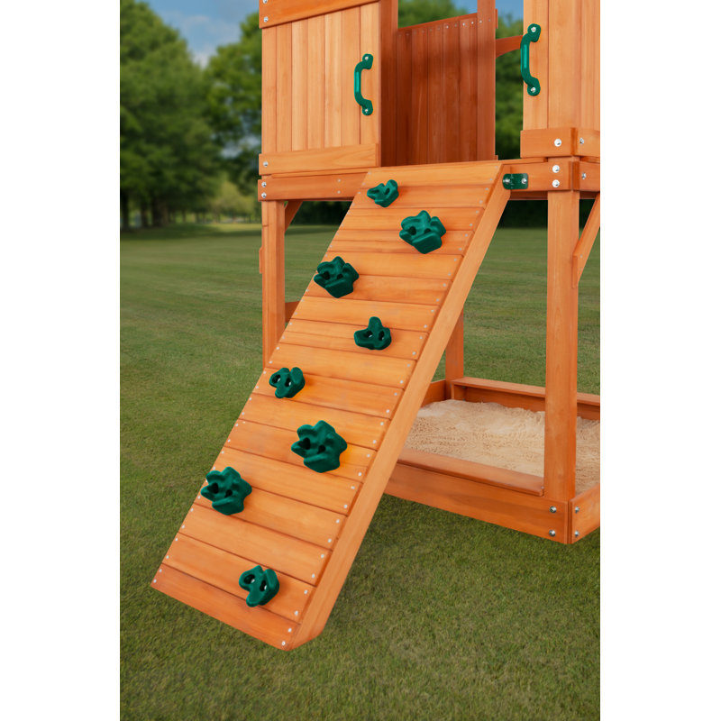 CreativeCedarDesigns Timber Valley Swing Set with Wooden Roof & Reviews ...