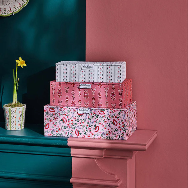 Cath Kidston Set of 3 Pink Floral Storage Boxes | Wayfair.co.uk