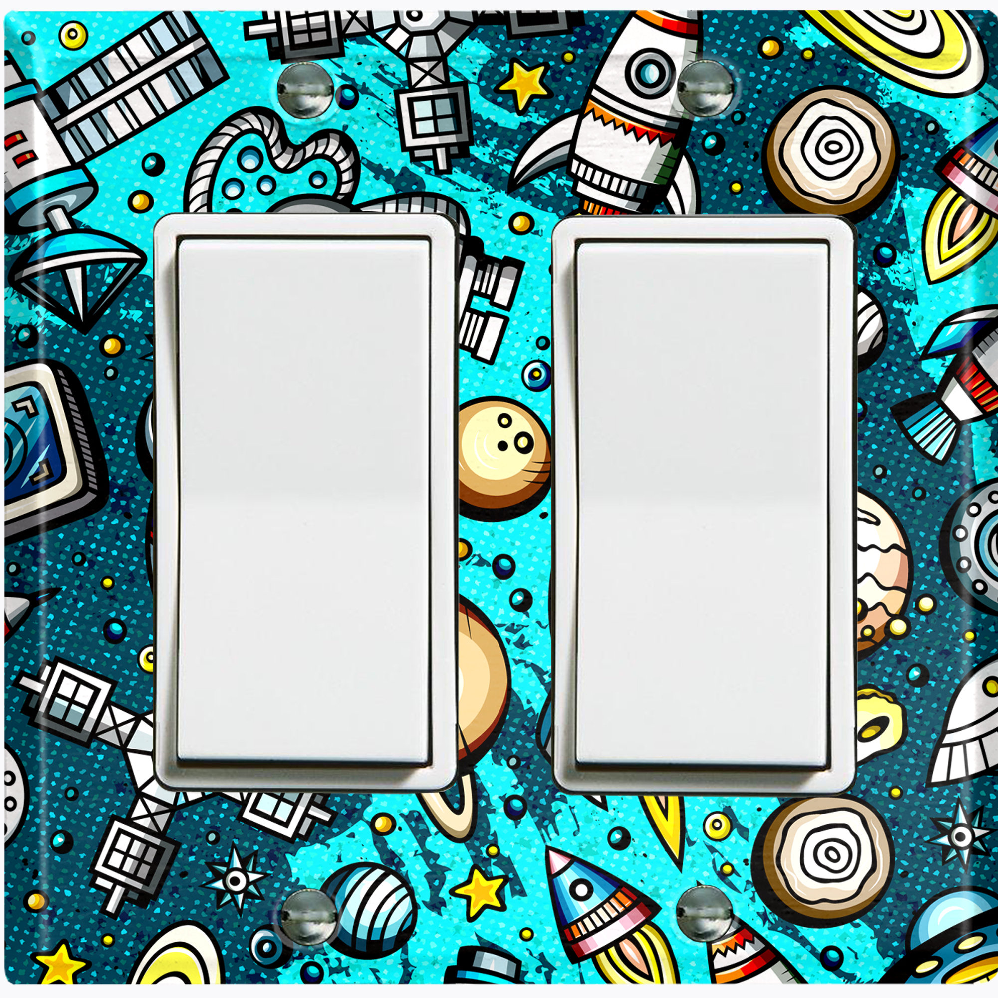 WorldAcc Metal Light Switch Plate Outlet Cover (Rocket Ship Space ...