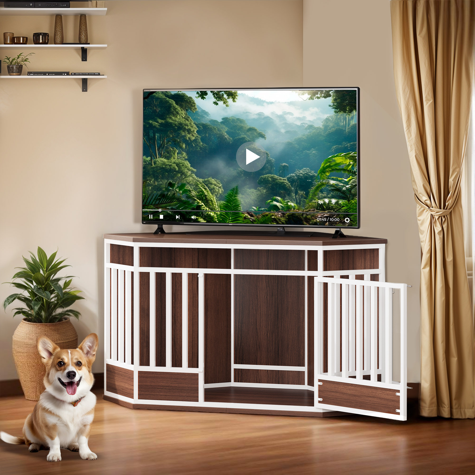 Tucker Murphy Pet™ Corner Dog Kennel Furniture, End Table for Small to ...