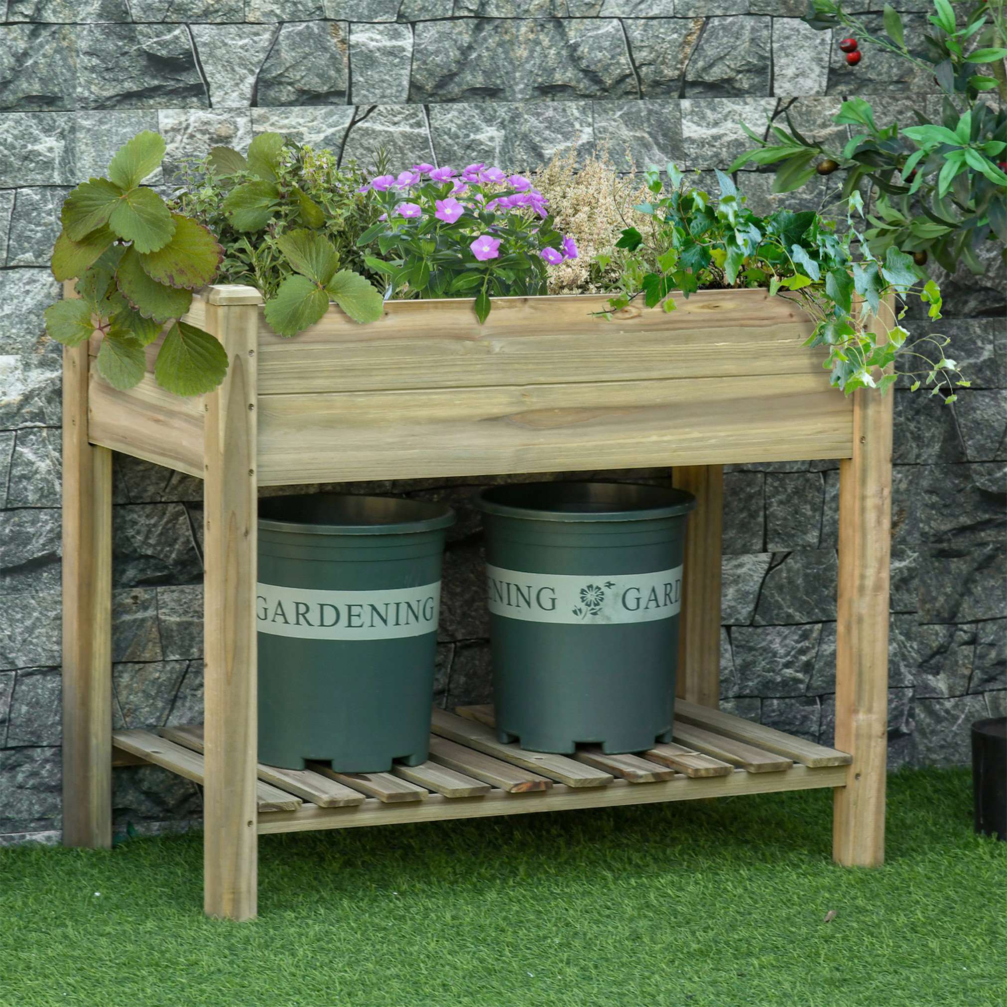 Ophelia & Co. 36 x 20 x 30 Inch Elevated Wooden Planter with Storage ...