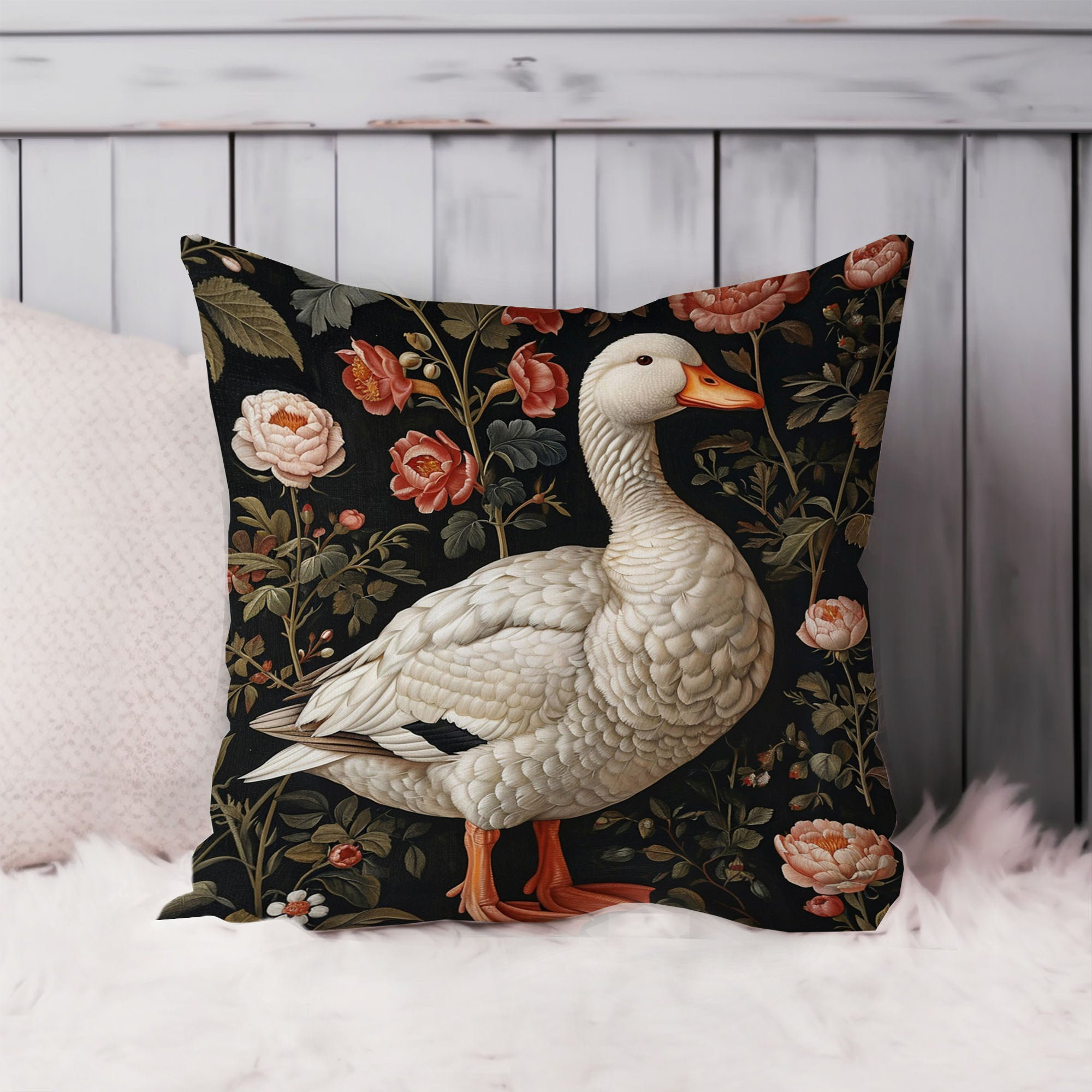 Ethan Taylor Animals William Morris Duck XVIII Cottage Throw Pillow Cover | Wayfair