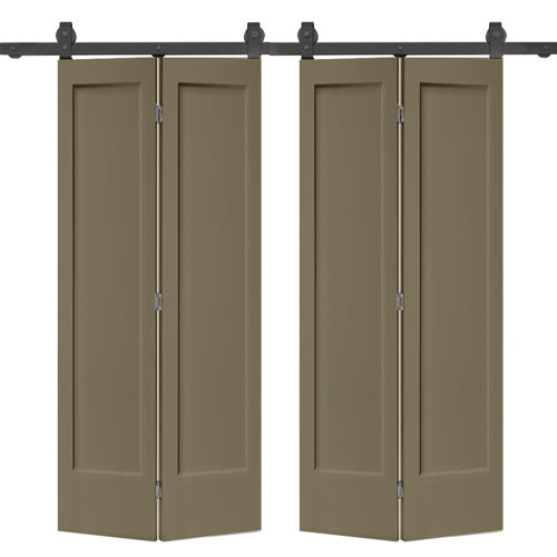 Calhome Paneled MDF Composite Double Bifold Barn Doors with ...
